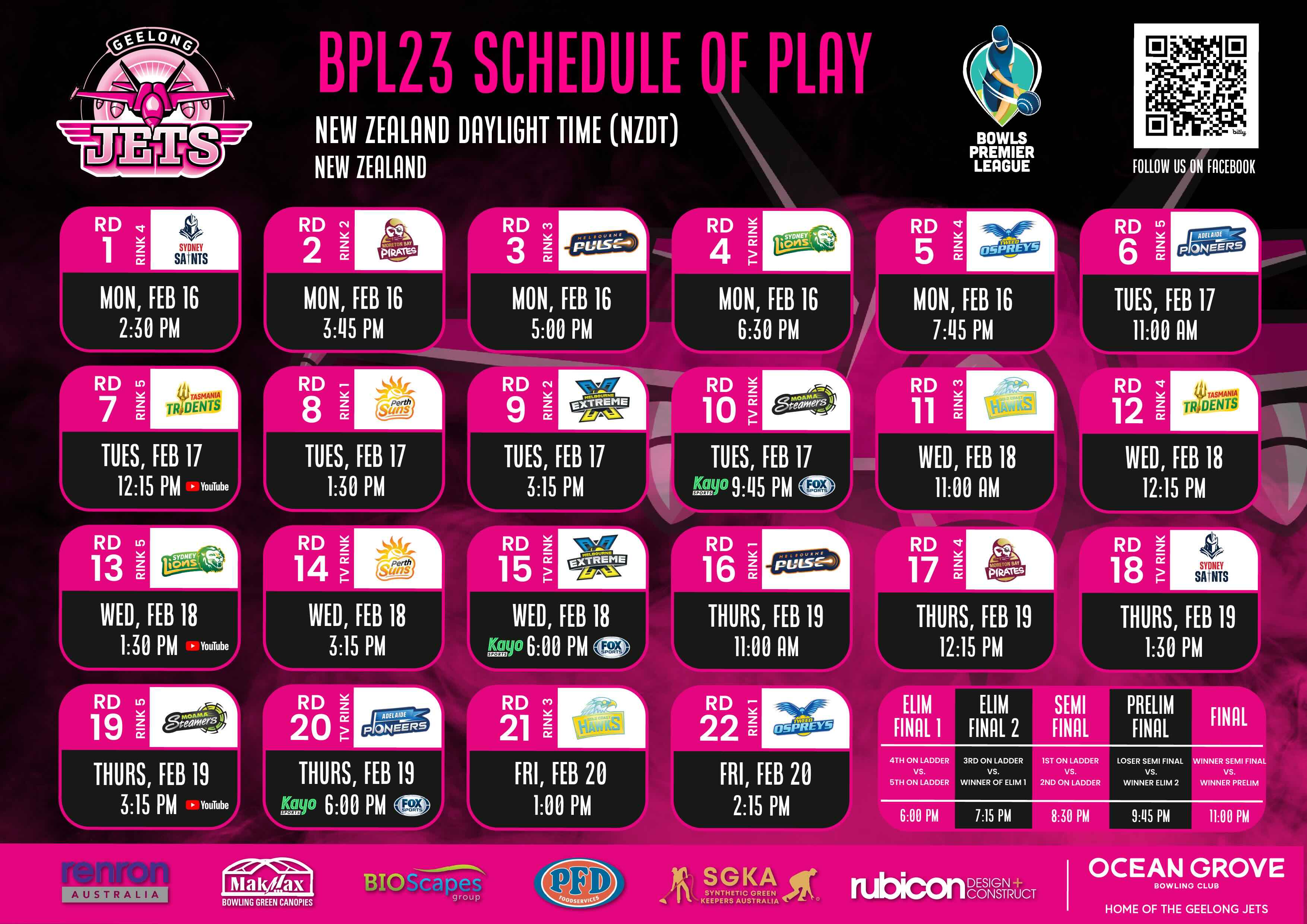 BPL23 Schedule of Play